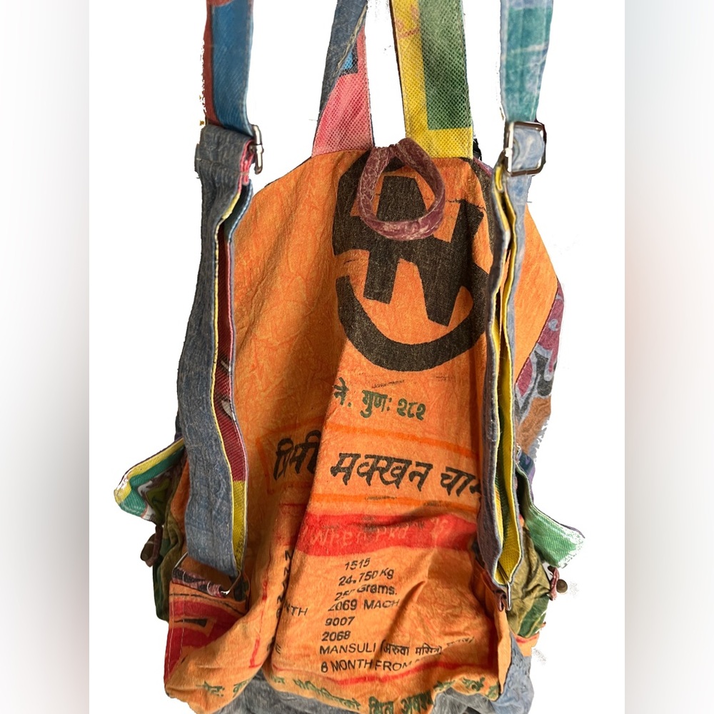 Kpc Rice Bag Backpack Made In Nepal Drawstring Closure - Gem